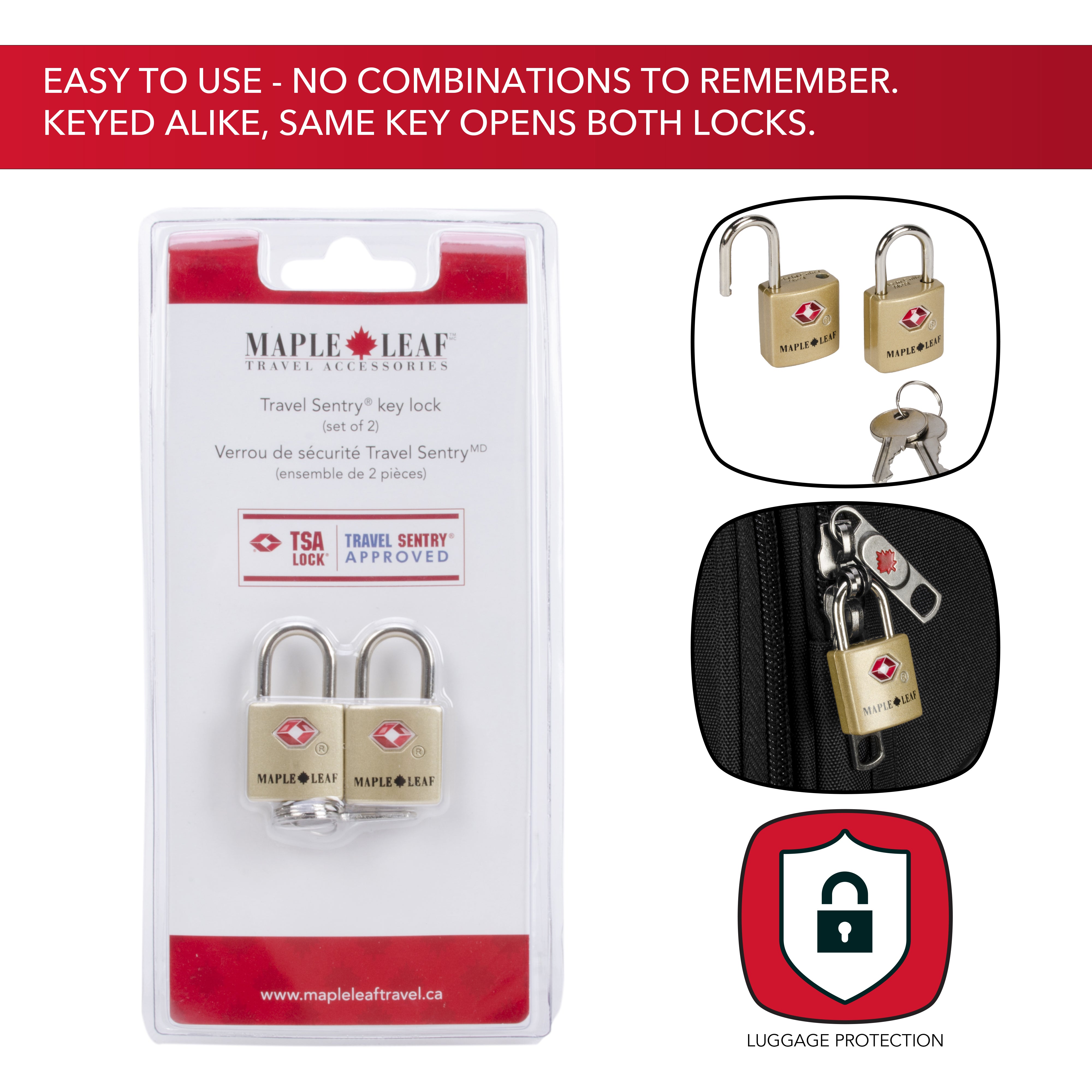 Maple Leaf Travel Sentry Key Locks (Set Of 2)